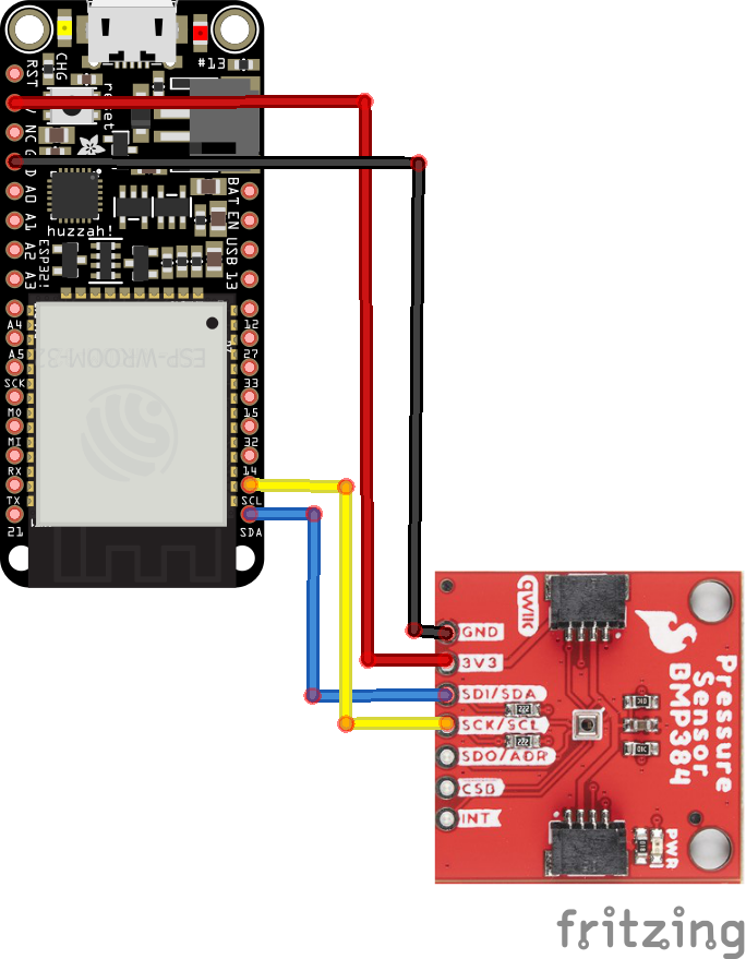 Connect a BMP384 pressure sensor to an ESP32 module example - ESP32 Learning